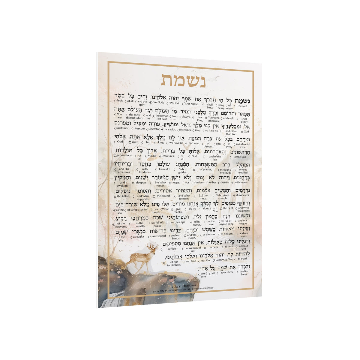 Judaica Artscroll Nishmas Card for Shabbat in Lucite | Feldart